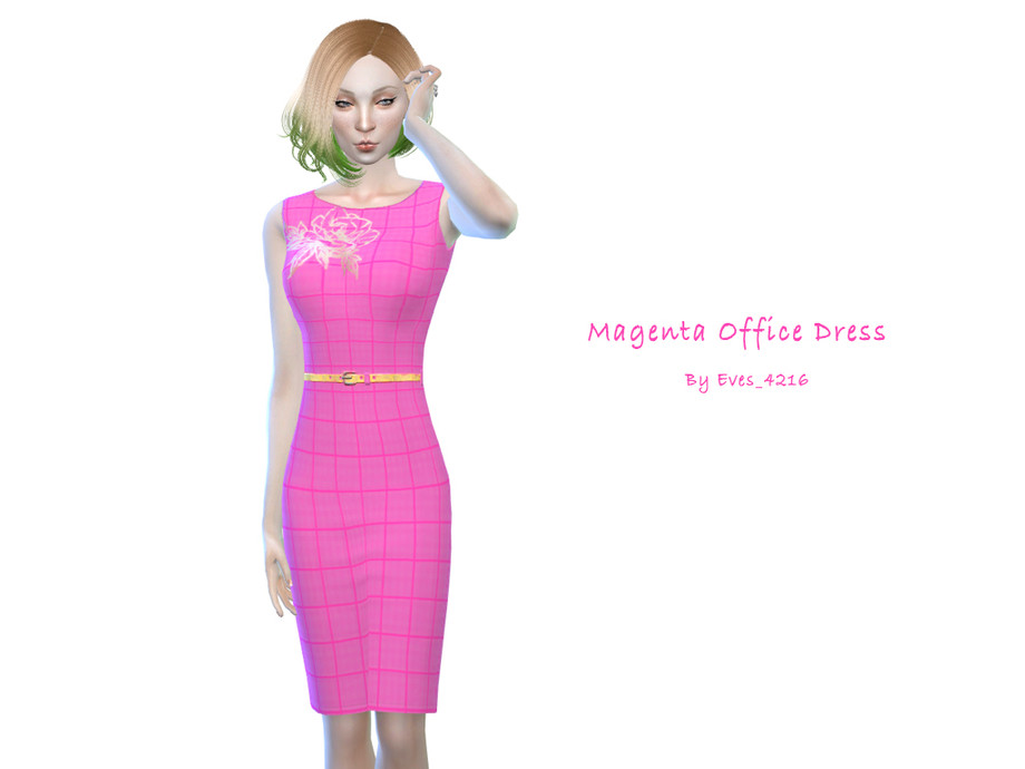 The Sims Resource - Magenta Office Dress (Fun Colors Collection)