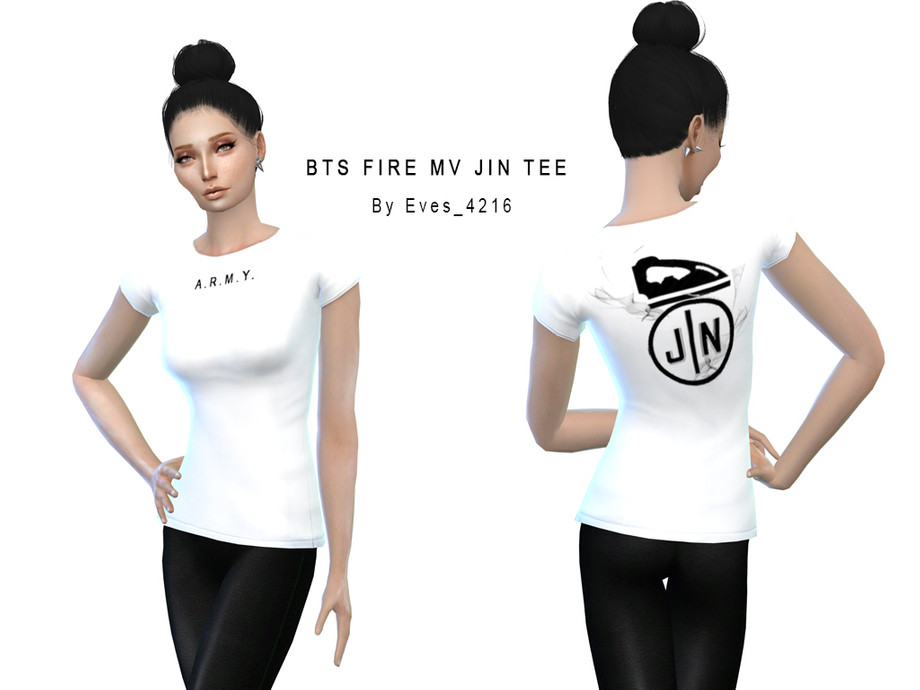 The Sims Resource | K-Pop BTS A.R.M.Y. Fire MV JIN tee Female