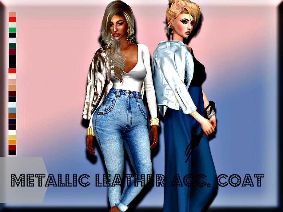 The Sims Resource | Metallic Leather Coat Accessory - mesh needed