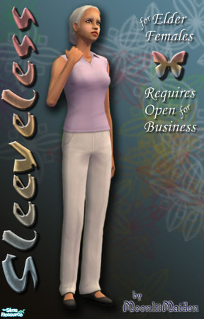 The Sims Resource - OFB Sleeveless Outfits for Elder Females - Lilac
