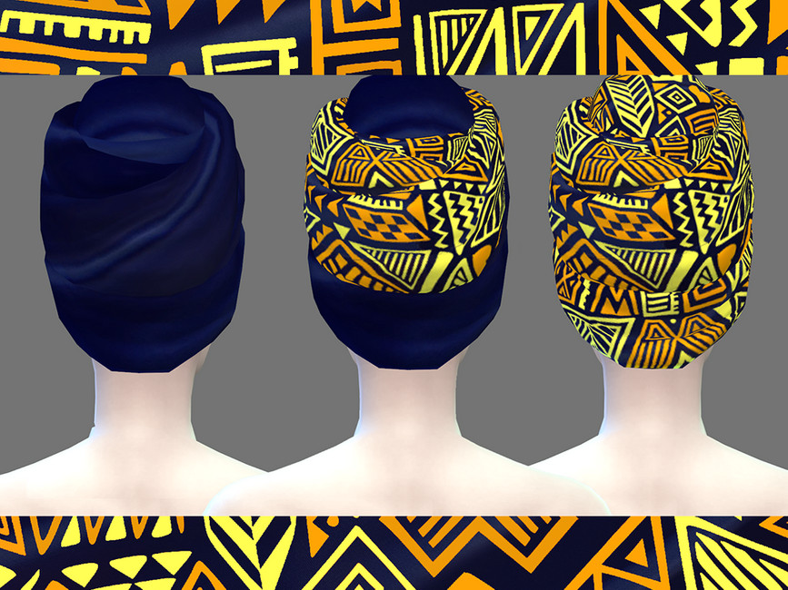 The Sims Resource - Head Wrap 01: Blue with Yellow & Orange - City ...