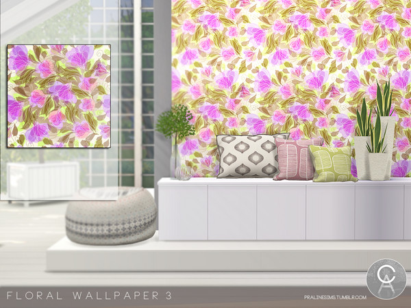 The Sims Resource - Floral Wallpaper 3