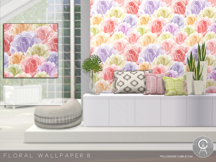 The Sims Resource - Floral Wallpaper 8
