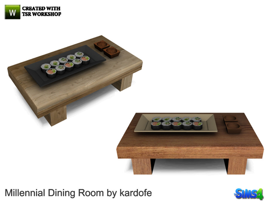 The Sims Resource | kardofe_Millennial Dining Room_Sushi Table