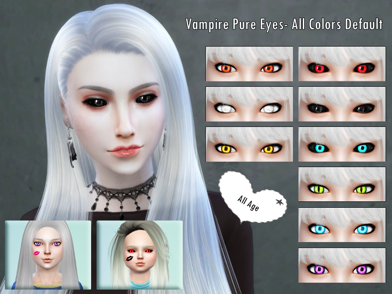The Sims Resource | Vampire Pure Eyes- All Default Replacement Colors ...