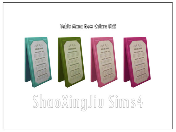 The Sims Resource | Table Menu New Colors 002- Need Dine Out