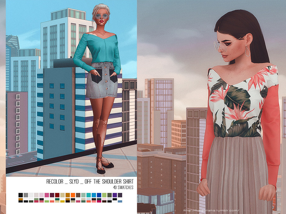 The Sims Resource | Recolor SLYD OffTheShoulderShirt - Mesh Needed