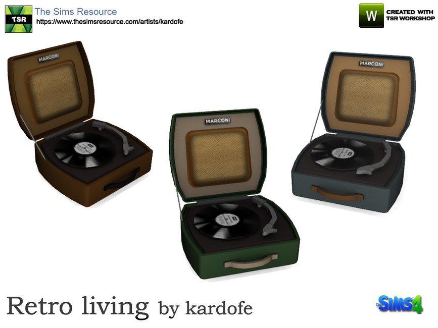 The Sims Resource - kardofe_Retro living_Old record player