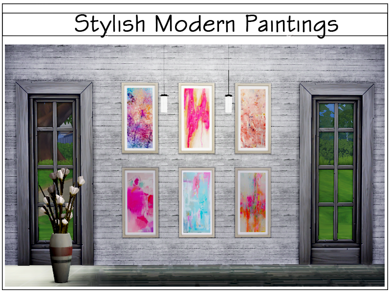The Sims Resource | Stylish Modern Paintings Set
