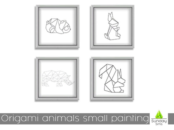 The Sims Resource | Origami Animals Small Painting