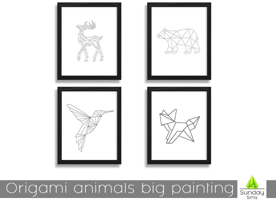 The Sims Resource | Origami Animals Big Painting