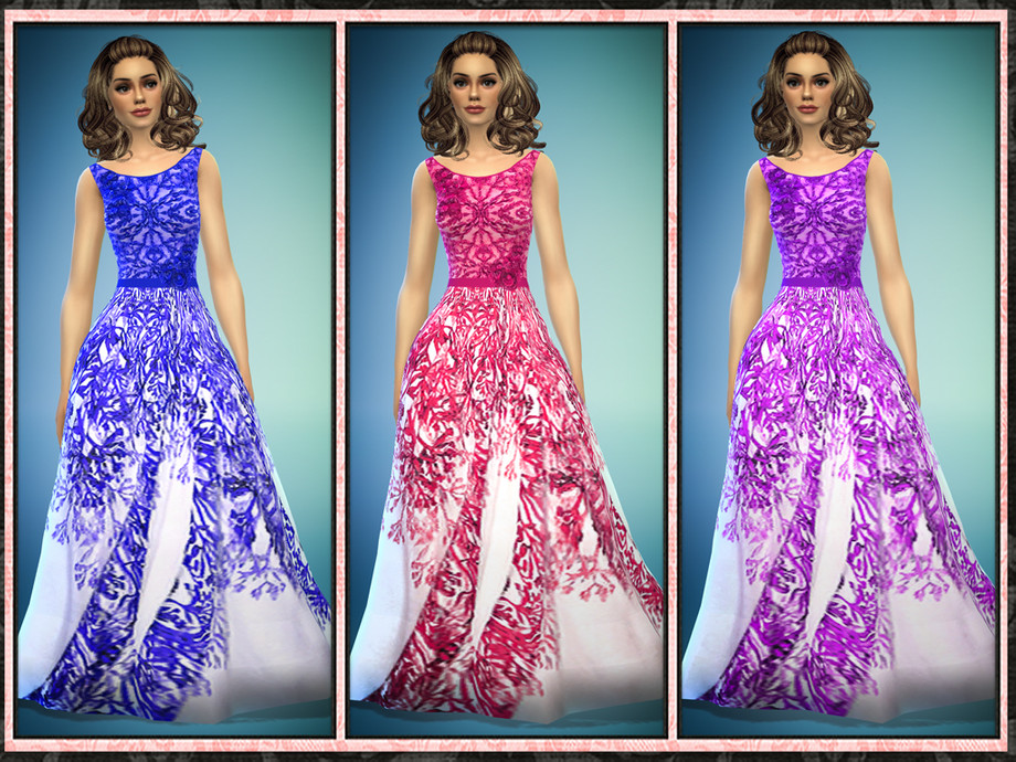 The Sims Resource | TW Floral Twig Designer Long Gown