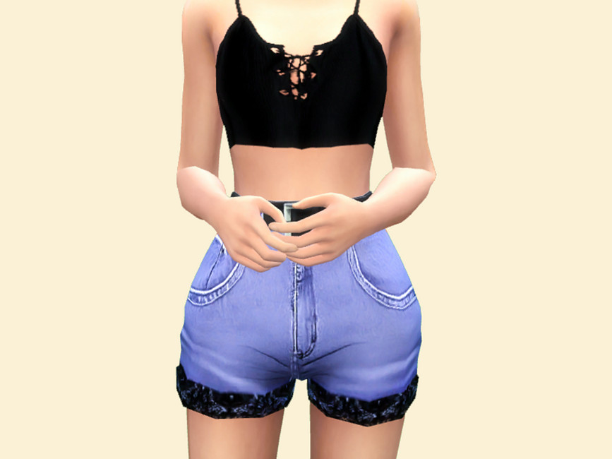 The Sims Resource Ribbed Lace Up Crop Top
