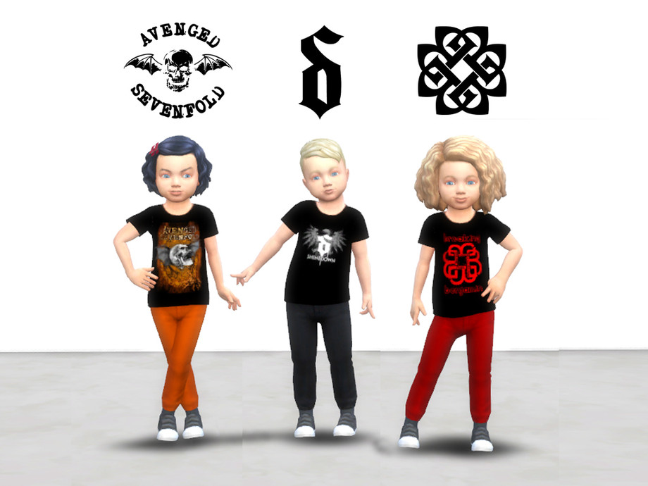 The Sims Resource | Toddler Band Tees