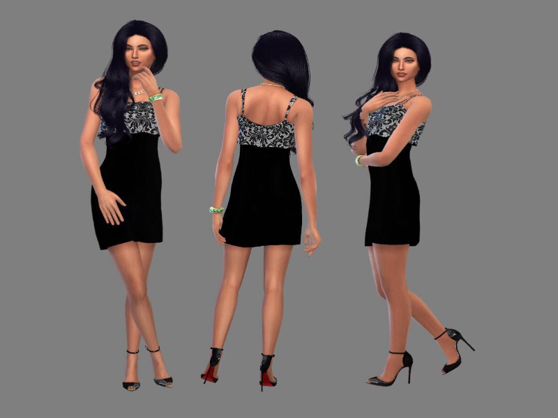 The Sims Resource | Black Dress with lace embroidery