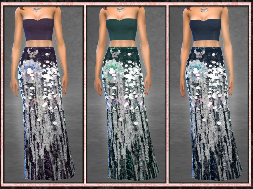 The Sims Resource - SF Tube Top with Long Sequin Skirt Outfit