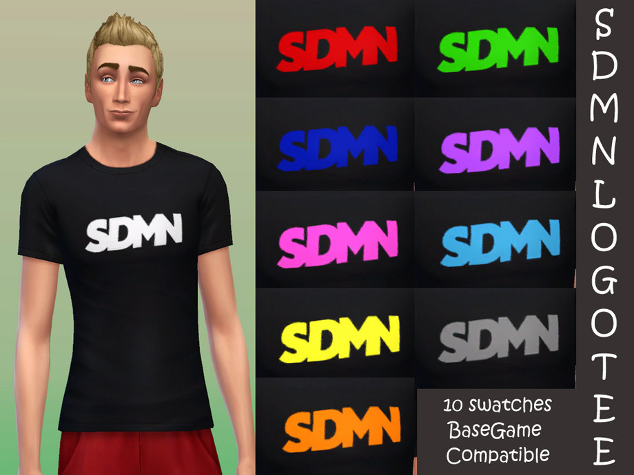 The Sims Resource | Black SDMN Tee - Coloured Logo