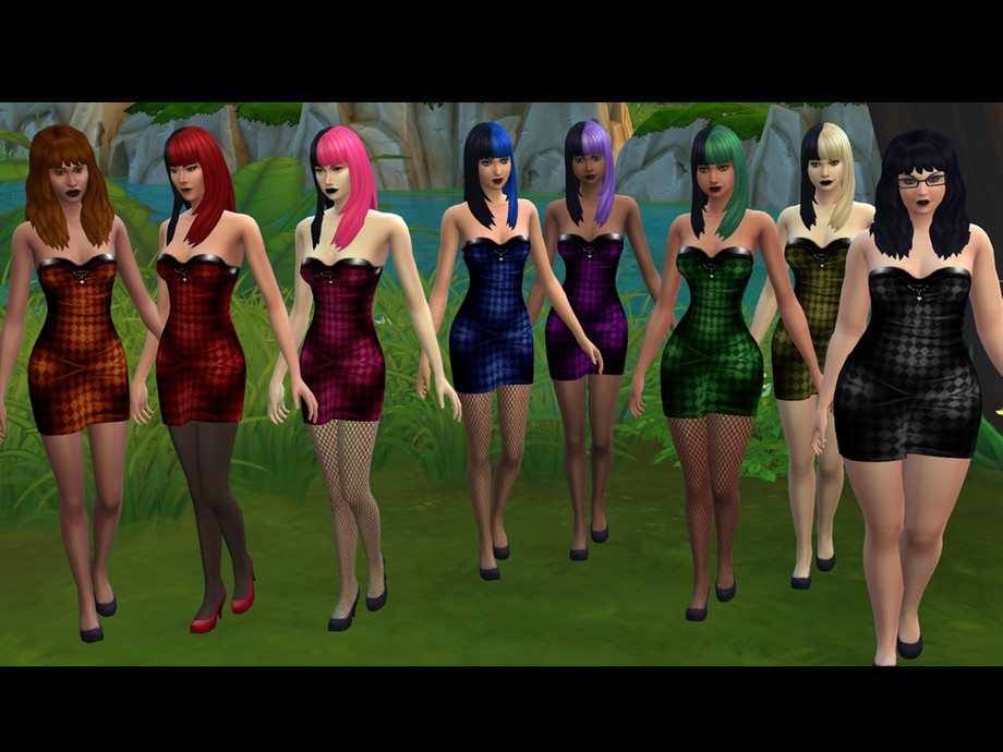 The Sims Resource | Goth Mini Dress 8 Colors-Mesh by Harmonia
