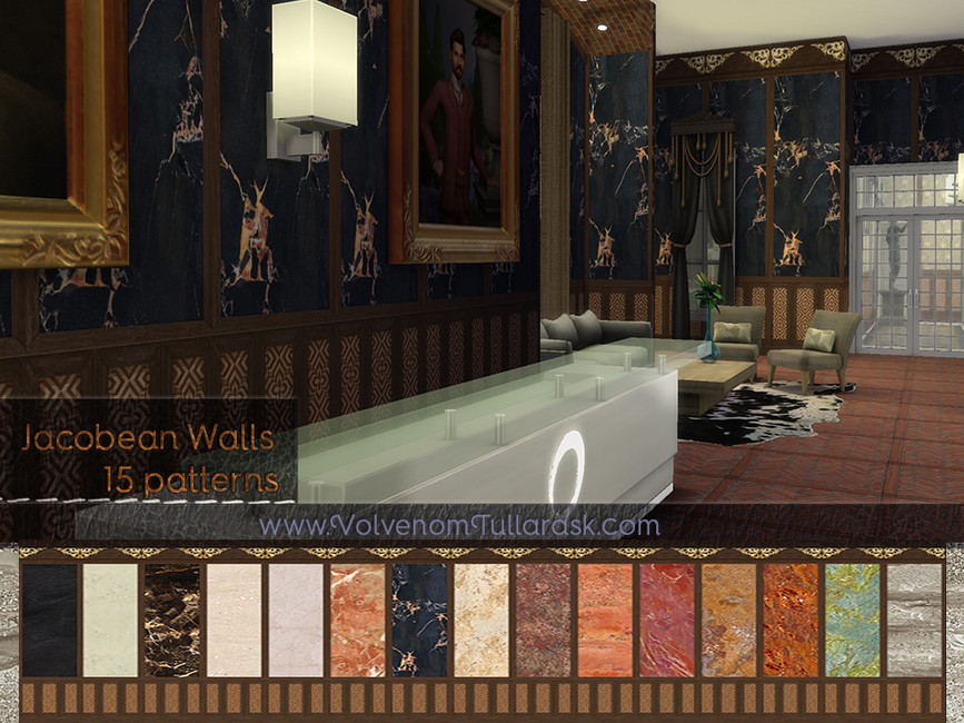 The Sims Resource - Wentworth Dark Wood Walls, Stone