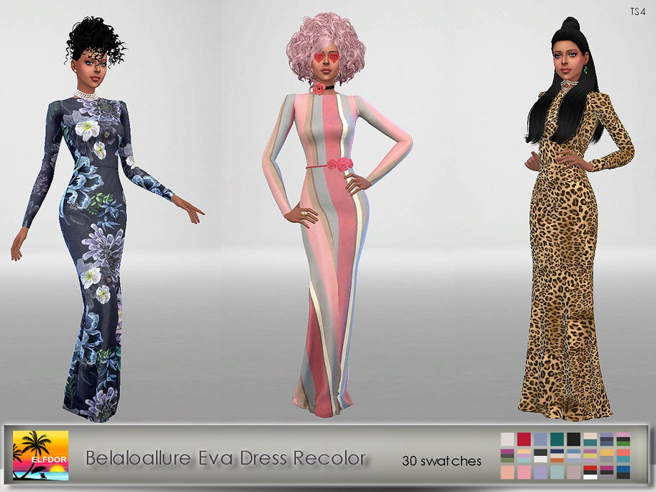 The Sims Resource | Belaloallure Eva Dress Recolor