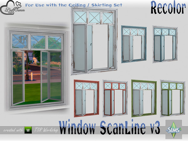 The Sims Resource - WindowSet ScanLine Recolor Full 2x1 v3 ceiling open