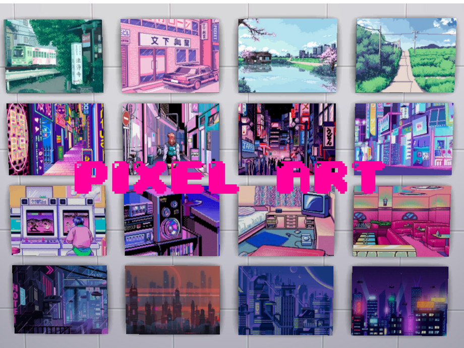 The Sims Resource | Pixel Art Paintings Set