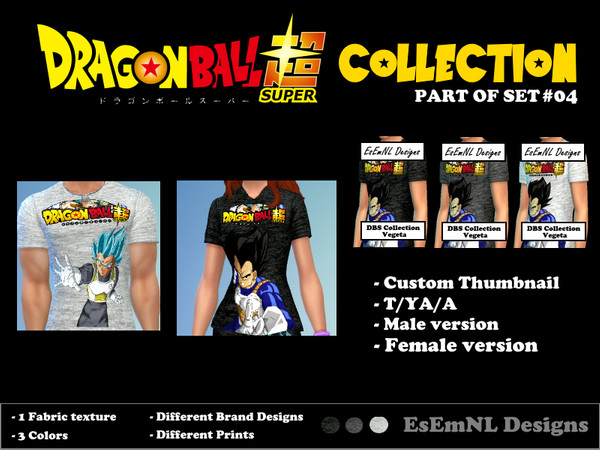 The Sims Resource | Dragonball Super Collection - Vegeta T-Shirt