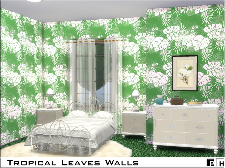 The Sims Resource - Tropical Leaves Walls