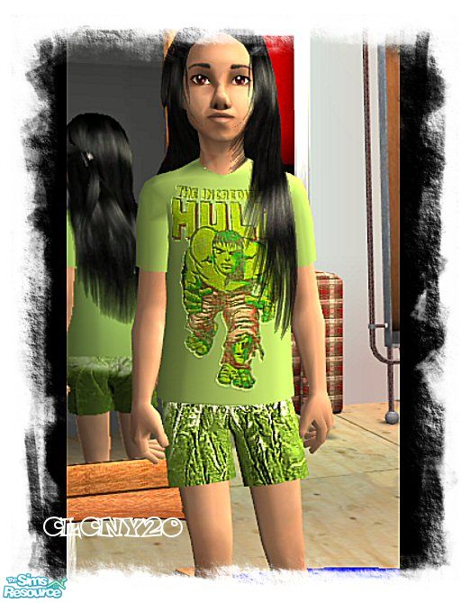 The Sims Resource - Hulk PJ's For Kids