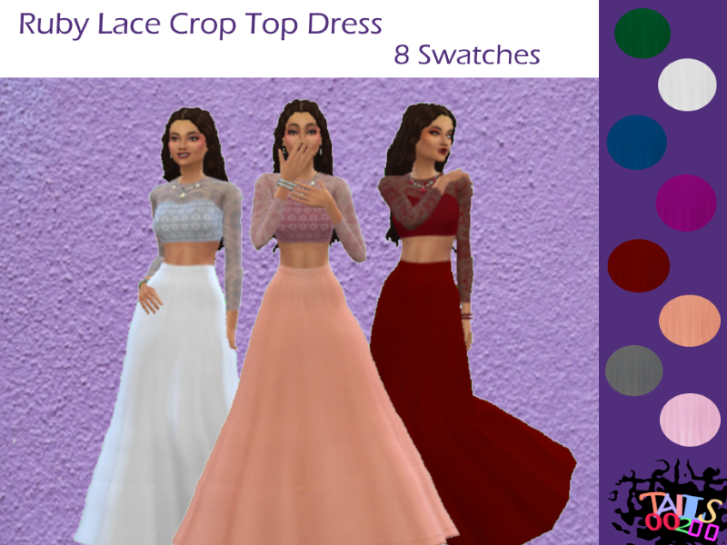 The Sims Resource | Ruby Lace Crop Top Dress