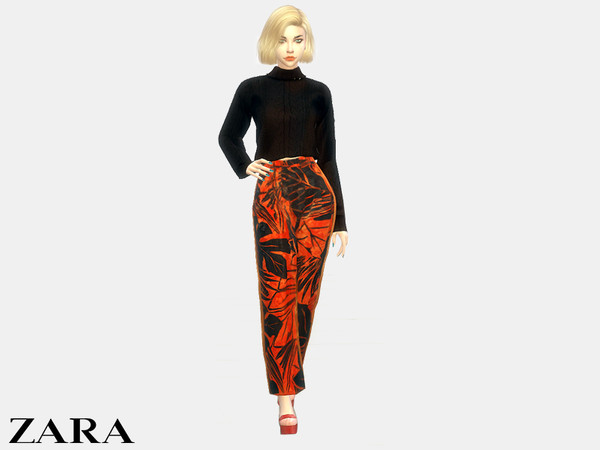 The Sims Resource | ZARA Loose Patterned Trousers *RECOLOR* - Mesh needed