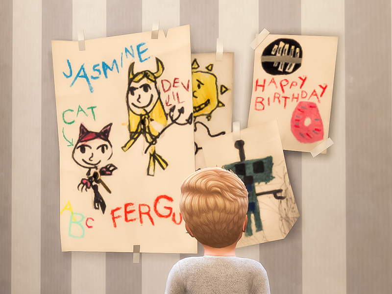 The Sims Resource | Children's Tape Up Wall Art / Drawings