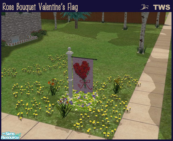 The Sims Resource - Rose Bouquet Valentine\'s Flag