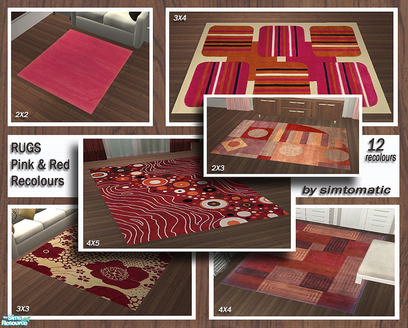 The Sims Resource - Pink & Red Rug Recolours