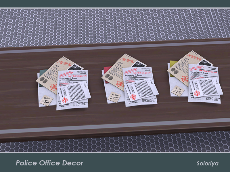 The Sims Resource | Police Office Decor. Documents and Case Files