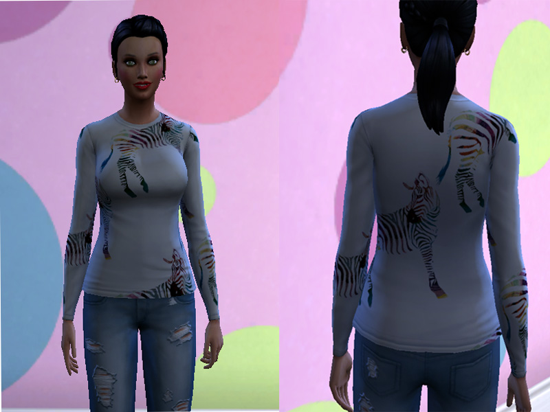 The Sims Resource | Long Sleeve Zebra Tee