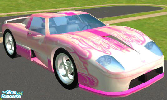 The Sims Resource | Pink and White Flames Sports Car Recolor