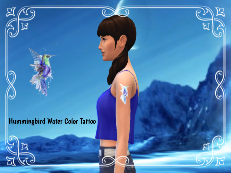 The Sims Resource - Water Color Hummingbird Tattoo