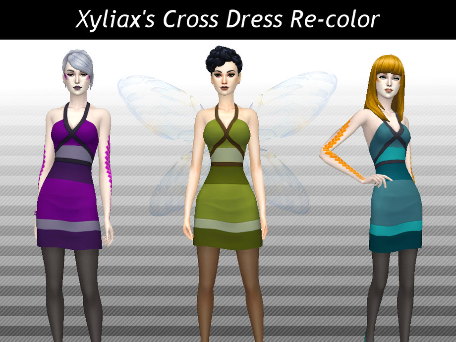 The Sims Resource | Cross Strap Halter Dress Recolor