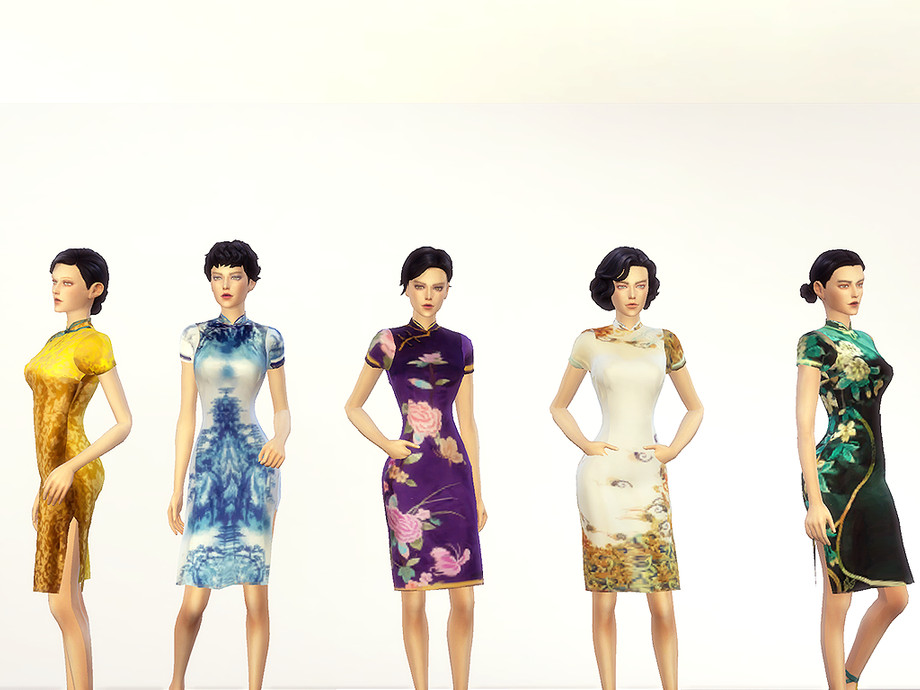 The Sims Resource | Traditional pattern qipao