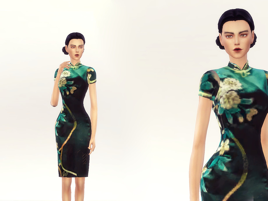 The Sims Resource | Traditional pattern qipao