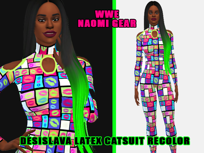 The Sims Resource | WWE Naomi Gear -Desislava latex catsuit RECOLOR ...