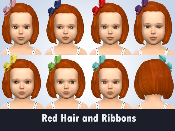 The Sims Resource | Red Hair and Ribbons - Toddlers SP needed