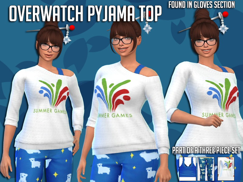 The Sims Resource | Overwatch Mei Pyjama Summer Games Top Accessory