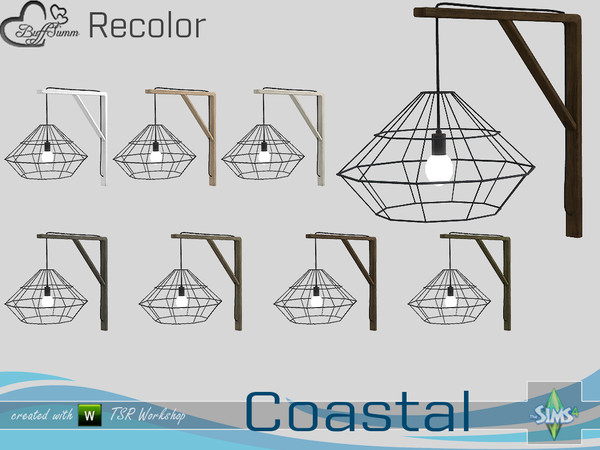 The Sims Resource | Coastal Living Distressed Wood Recolor Wall Lamp 2
