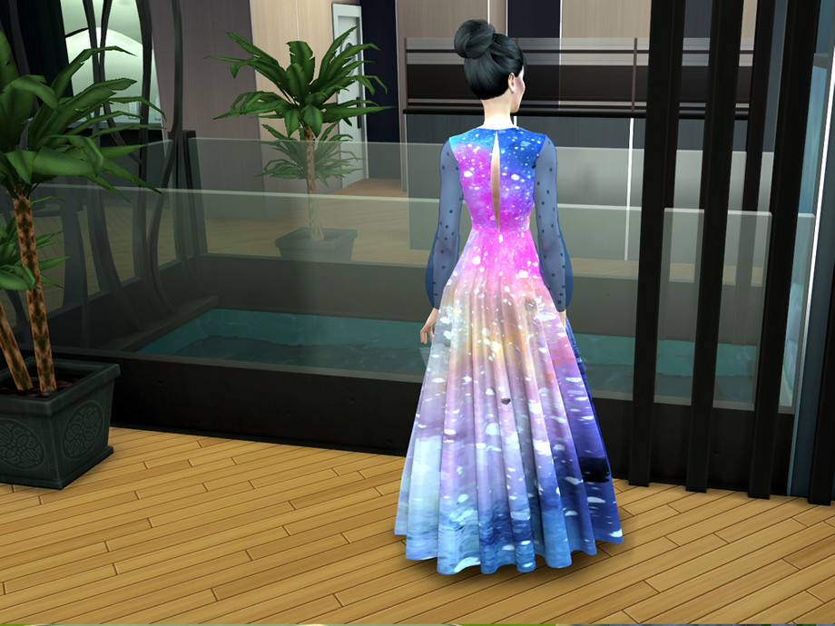 The Sims Resource | Watercolor Galaxy Space Ball Gown (MESH NEEDED)