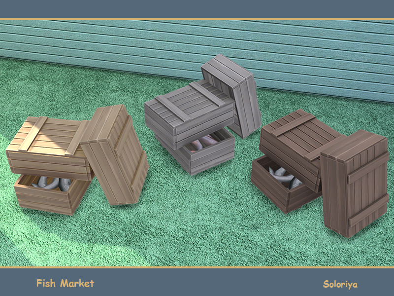 The Sims Resource | Fish market. Three Crates with Fish
