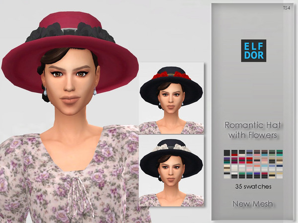 The Sims Resource | Romantic Hat with Flowers v2