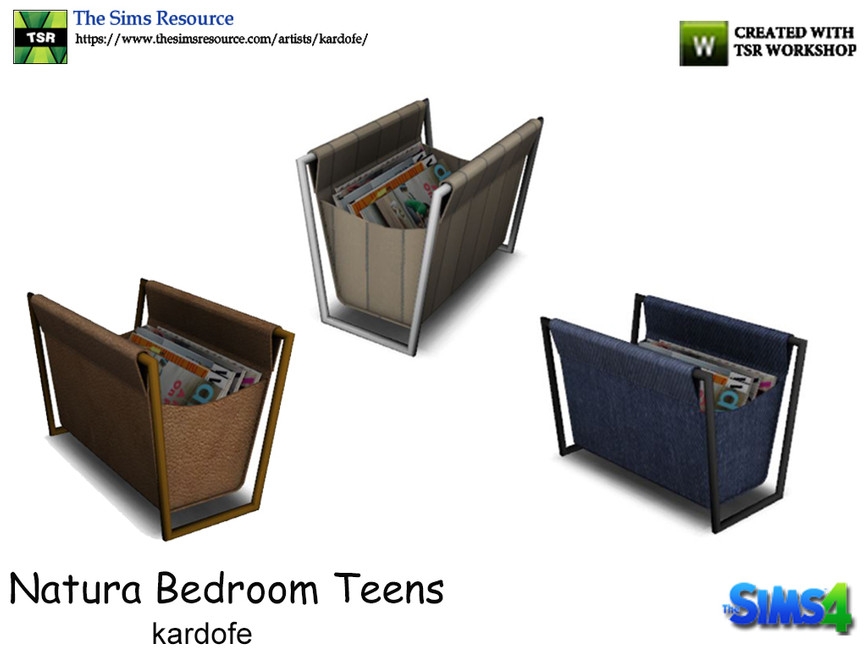 The Sims Resource - kardofe_Natura Bedroom_Magazine rack