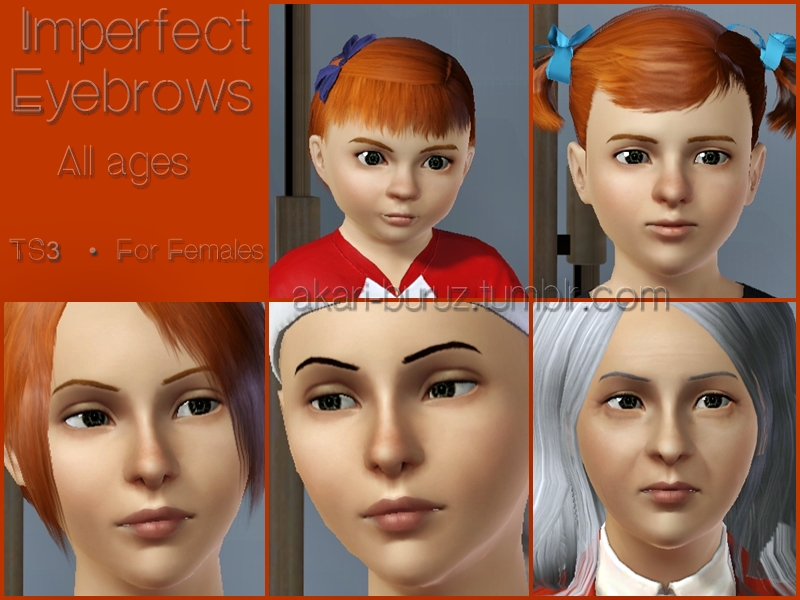The Sims Resource | Akari Buruz - TS3 Imperfect Eyebrows Femahere...